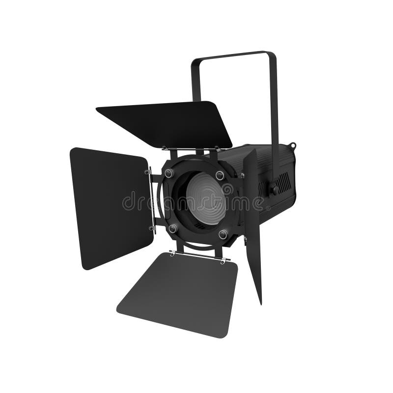 Studio Light with Lens and Barn Doors Visible Stock Image - Image of ...