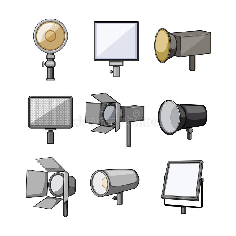 Studio Light Set Cartoon Vector Illustration Stock Vector ...