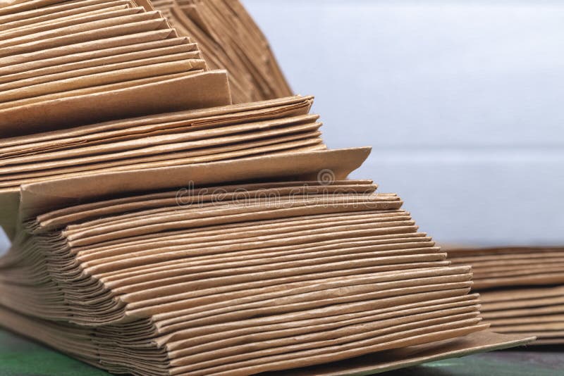 Stack of Recycled Paper Envelopes Isolated on White Background, Stock ...