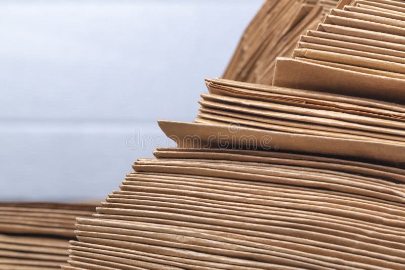 Studio Lighting. Close-up Side View of a Huge Stack of Recycled Paper ...