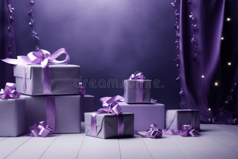 Studio Lighting with Copy Space. Violet Monotone Background and the ...