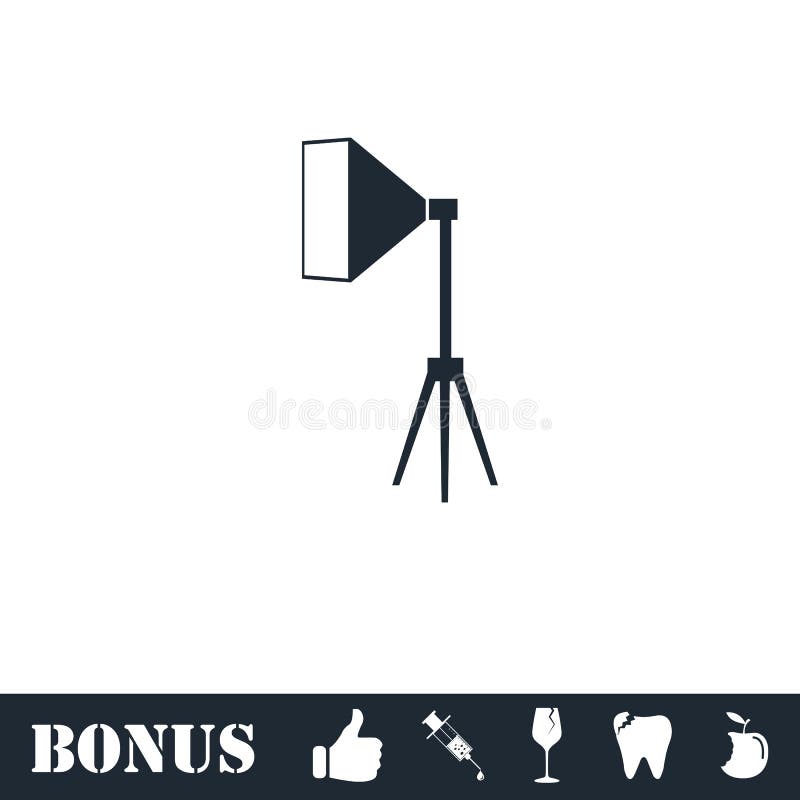 Studio lighting icon flat stock illustration. Illustration of bulb ...