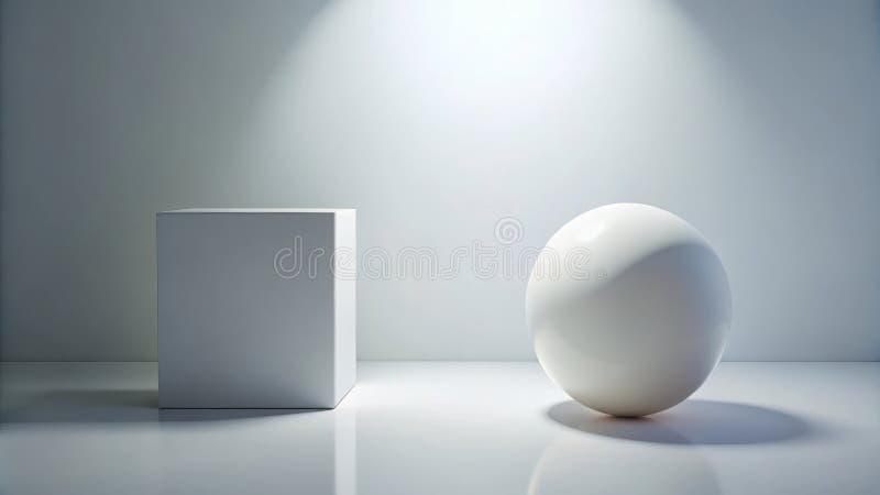 Studio Lighting Illuminates Simple Geometric Forms Cube and Sphere ...