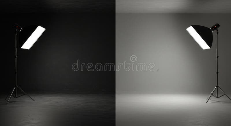 Studio Lighting Setup Comparison a Split Showcasing a Dark and a Light ...