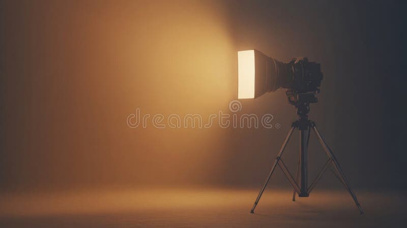 Studio Lighting Setup with Orange Spotlight and Haze Stock Illustration ...