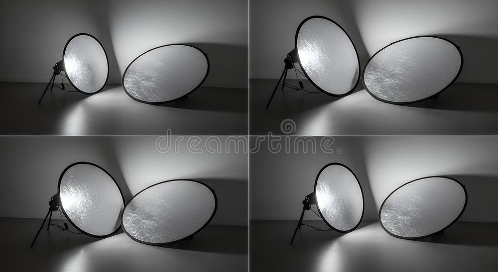 Studio Lighting Setup: Reflectors and Light in Black and White Stock ...