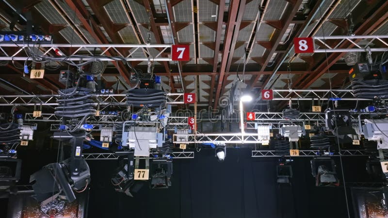 Studio Lights Equipment on the Ceiling O Stock Video - Video of ...