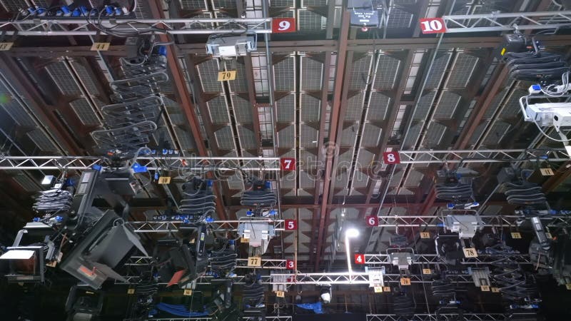 Studio Lights Equipment on the Ceiling O Stock Footage - Video of ...