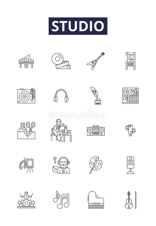 Studio Line Vector Icons and Signs. Background, Light, Backdrop, Empty ...