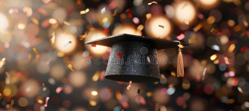 Studio Lit Graduation Cap with Confetti, Sparkles, and Shadows ...