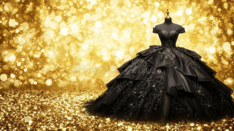 In a Studio, a Mannequin Wears a Black Formal Gown, Posed in Front of a ...
