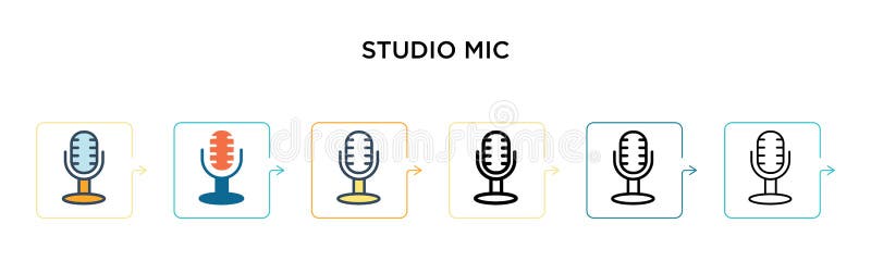 Studio Mic Vector Icon in 6 Different Modern Styles. Black, Two Colored ...