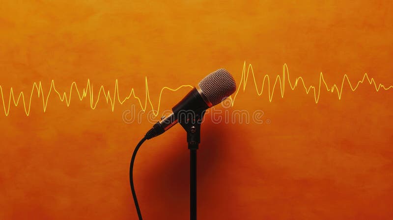 Studio Microphone with Audio Signal Stock Photo - Image of frequency ...