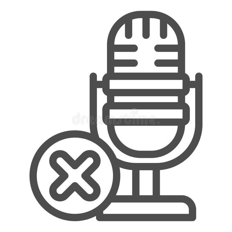 Studio Microphone Ban Line Icon, Prohibited Items Concept. Vector ...