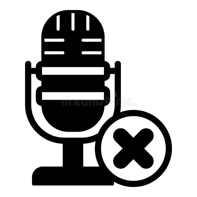 Studio Microphone Ban Solid Icon, Prohibited Items Concept. Vector ...