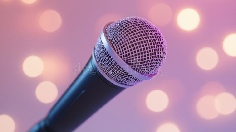 Studio Microphone on Bokeh Lights Backdrop ,Audio, Vocal Stock Illustration - Illustration of ...