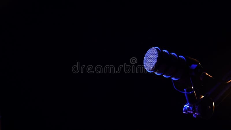 Studio Microphone with Dramatic Blue Lighting Stock Photo - Image of ...