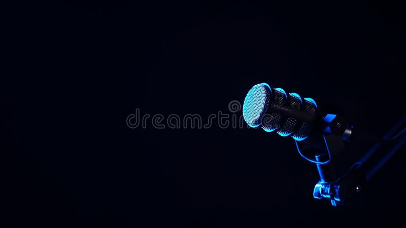 Studio Microphone with Dramatic Blue Lighting Stock Image - Image of ...