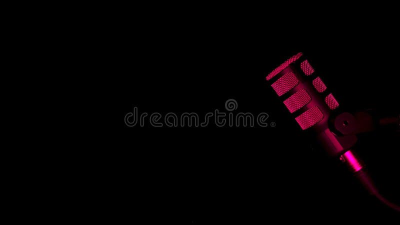 Studio Microphone with Dramatic Pink Lighting Stock Photo - Image of ...