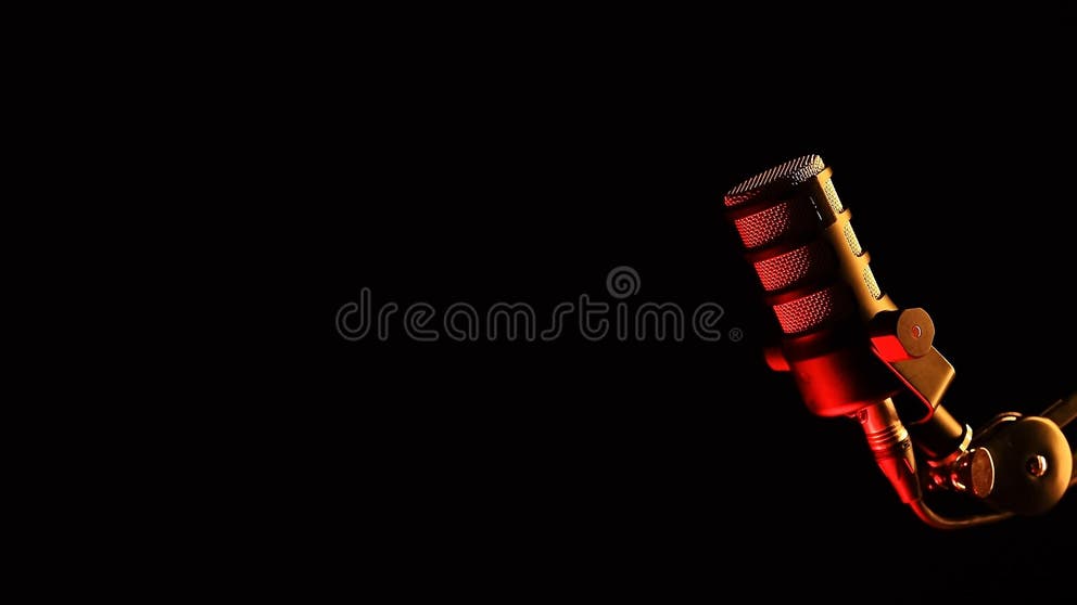 Studio Microphone with Dramatic Red Lighting Stock Photo - Image of ...