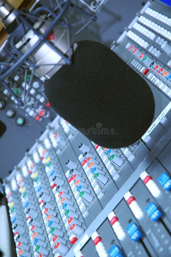 Studio Microphone and Editing Suite Stock Photo - Image of interview ...