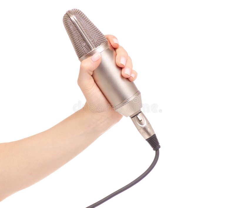 Studio Microphone in Hand Pattern Stock Photo - Image of party, cable ...