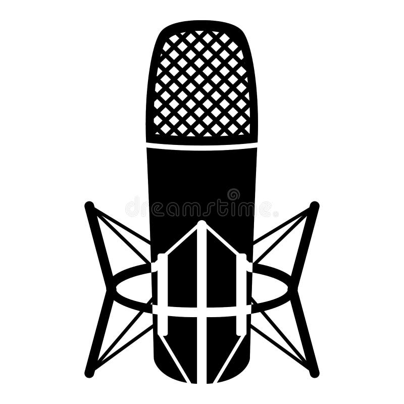 Studio Microphone Icon, Simple Black Style Stock Vector - Illustration ...