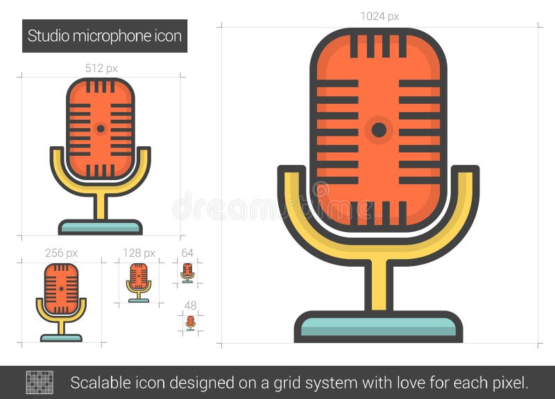 Studio Microphone Line Icon. Stock Vector - Illustration of ...