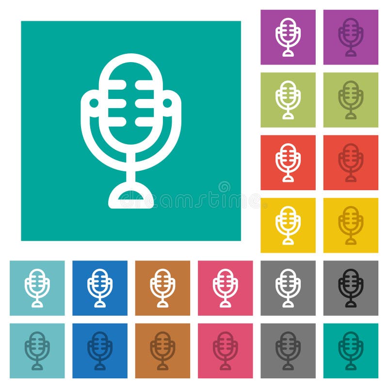Studio Microphone Outline Square Flat Multi Colored Icons Stock Vector ...