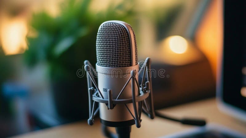 Studio Microphone Positioned on a Workspace with Soft Lighting for ...