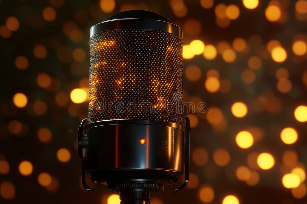 A Professional Studio Microphone with a Sleek Metallic Design and Warm ...