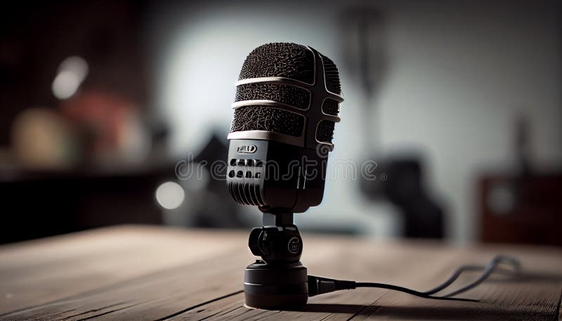 Studio Microphone for Recording Podcasts Close Up Stock Illustration ...