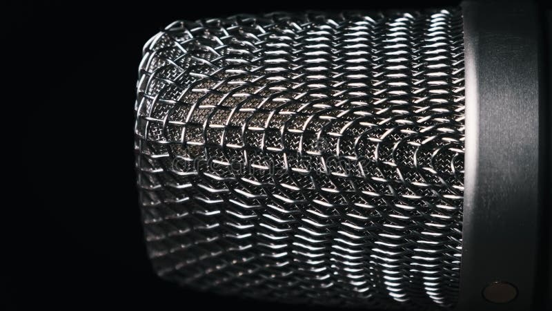 Studio Microphone Rotates on a Black Background Close-Up Stock Footage ...