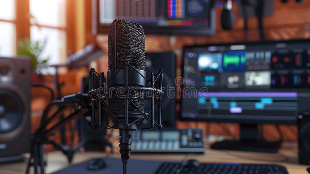 The Studio Microphone Setup.AI Generated Image Stock Image - Image of ...