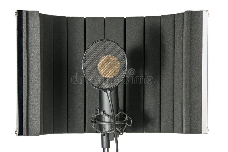 Studio Microphone and Shield on Mic Stand Stock Photo - Image of ...