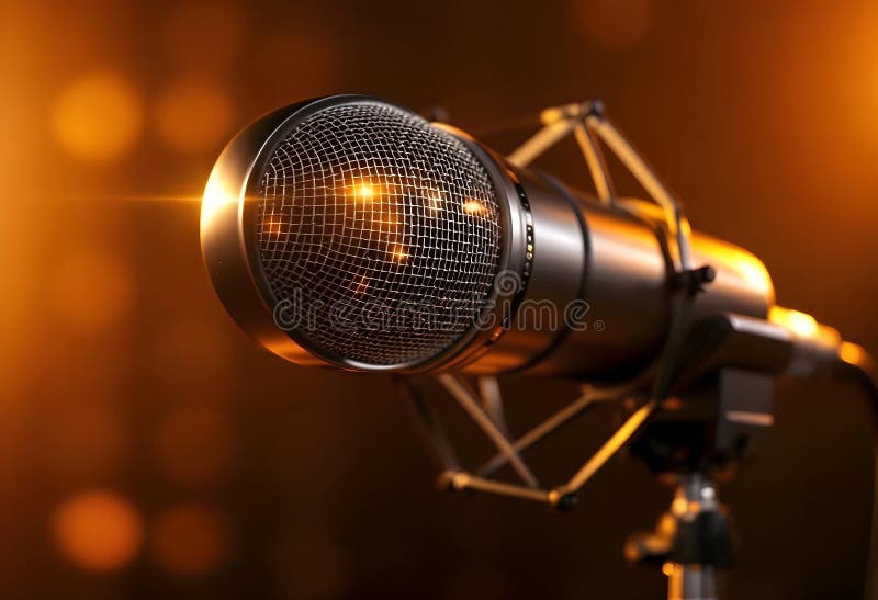 Studio Microphone on Stand with Dramatic Lighting for Professional ...