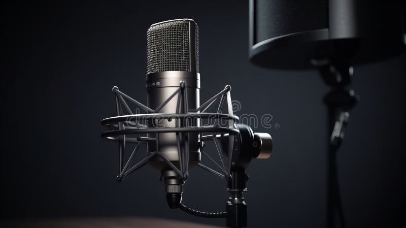Studio Microphone Stands on a Table for Recording a Podcast. Generative ...