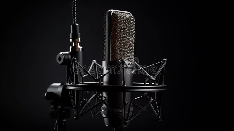 Studio Microphone Stands on a Table for Recording a Podcast. Generative ...