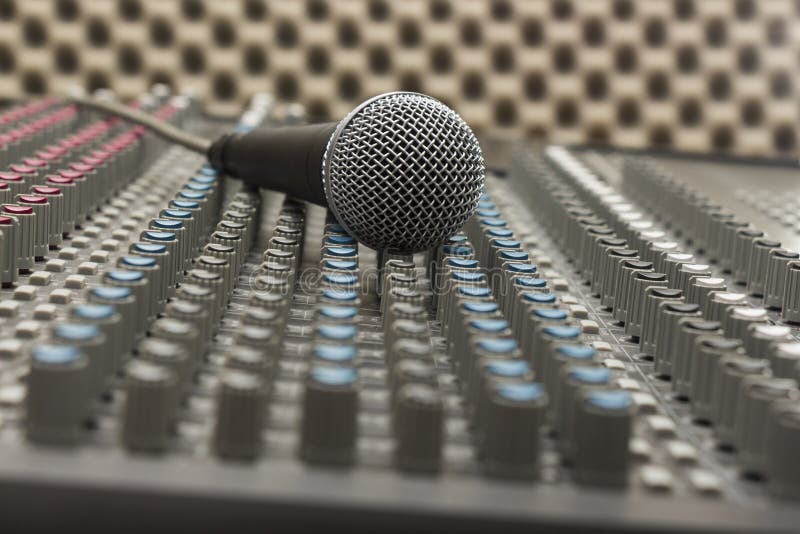 Studio Mixer and Microphone Stock Photo - Image of instrument, cable ...