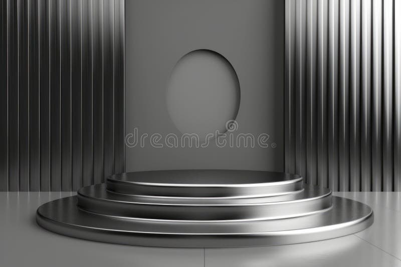 Studio Mockup Silver Metallic Podium Stock Illustration - Illustration ...