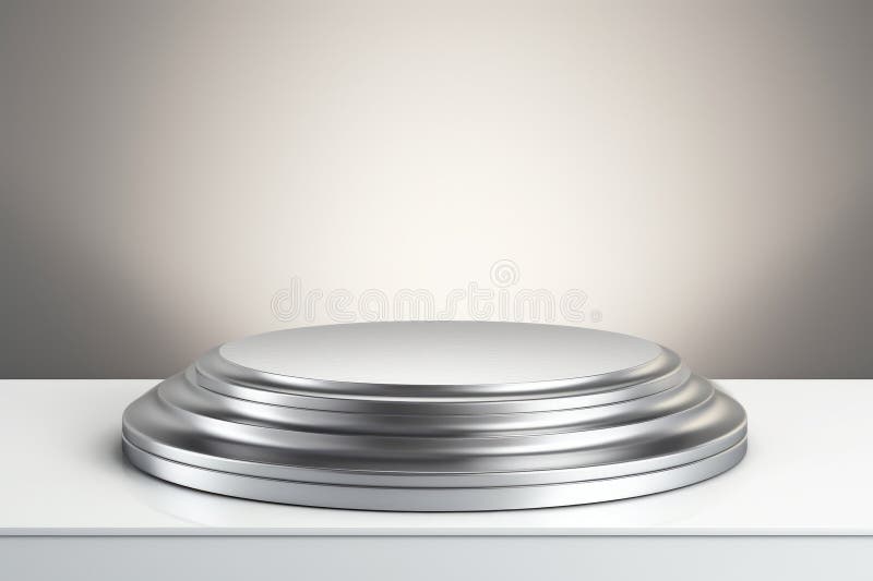 Studio Mockup Silver Metallic Podium Stock Illustration - Illustration ...