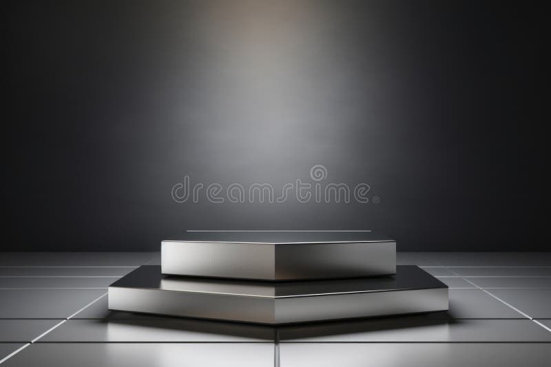 Studio Mockup Silver Metallic Podium Stock Illustration - Illustration ...