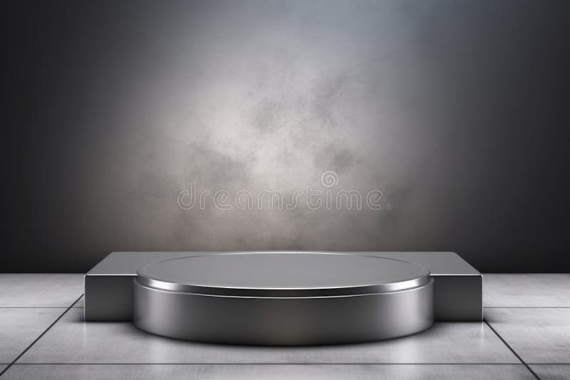 Studio Mockup Silver Metallic Podium Stock Illustration - Illustration ...