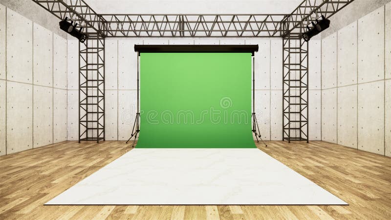 Studio - Modern Film Studio with White Screen. 3D Rendering Stock ...