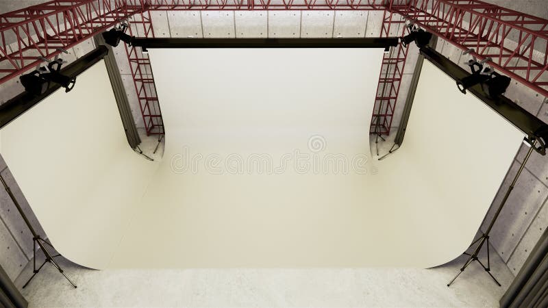 Room Studio - Modern Film Studio with White Screen. 3D Rendering Stock ...