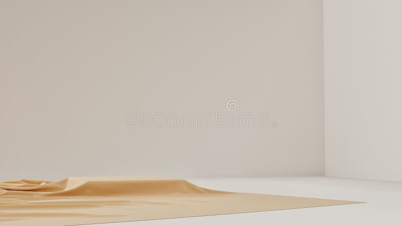 Studio with Orange Fabric with Soft Folds on Floor. Stock Illustration ...