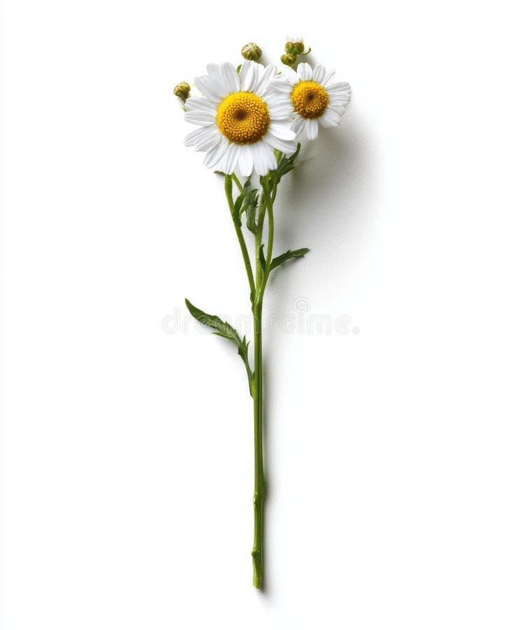 Studio Photo Chamomile on Stem, Top View, Isolate --chaos 10 Stock ...