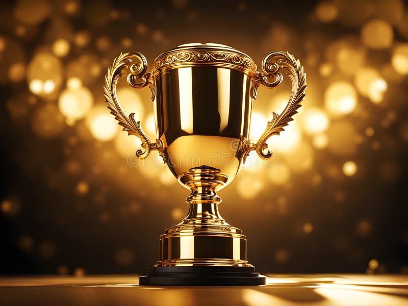 In this Studio Photo, the Golden Trophy is Set Against a Black Backdrop ...