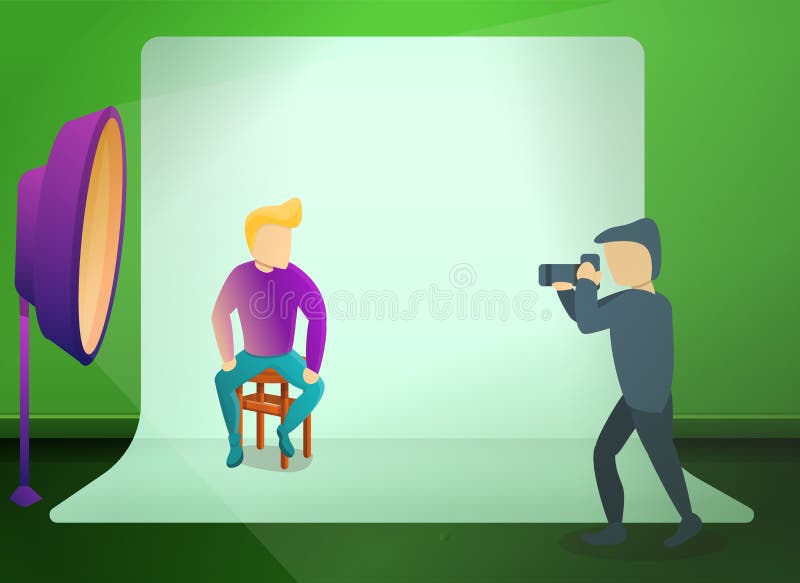 Studio Photo Session Concept Banner, Cartoon Style Stock Vector ...