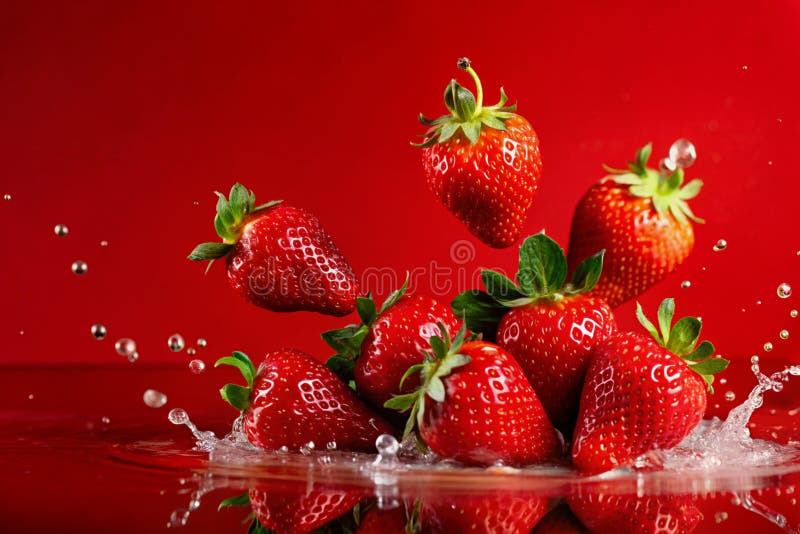 Studio Photo Shoot Strawberry and Water Drops Stock Illustration ...